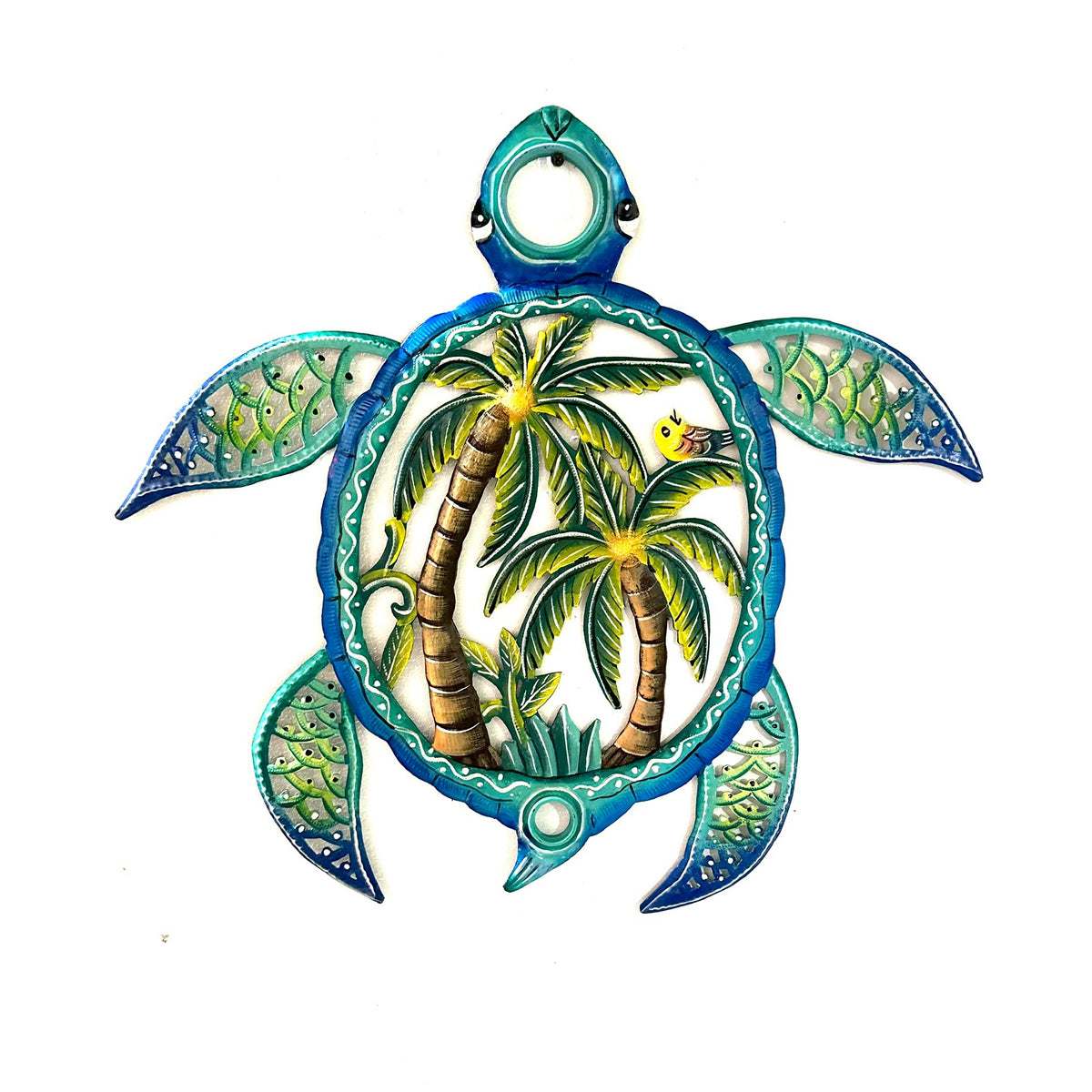 Palm Tree Sea Turtle Oil Drum Top – Papillon Marketplace Online